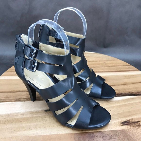 Liz Claiborne | Shoes | Liz Claiborne Black Faux Leather Adjustable ...